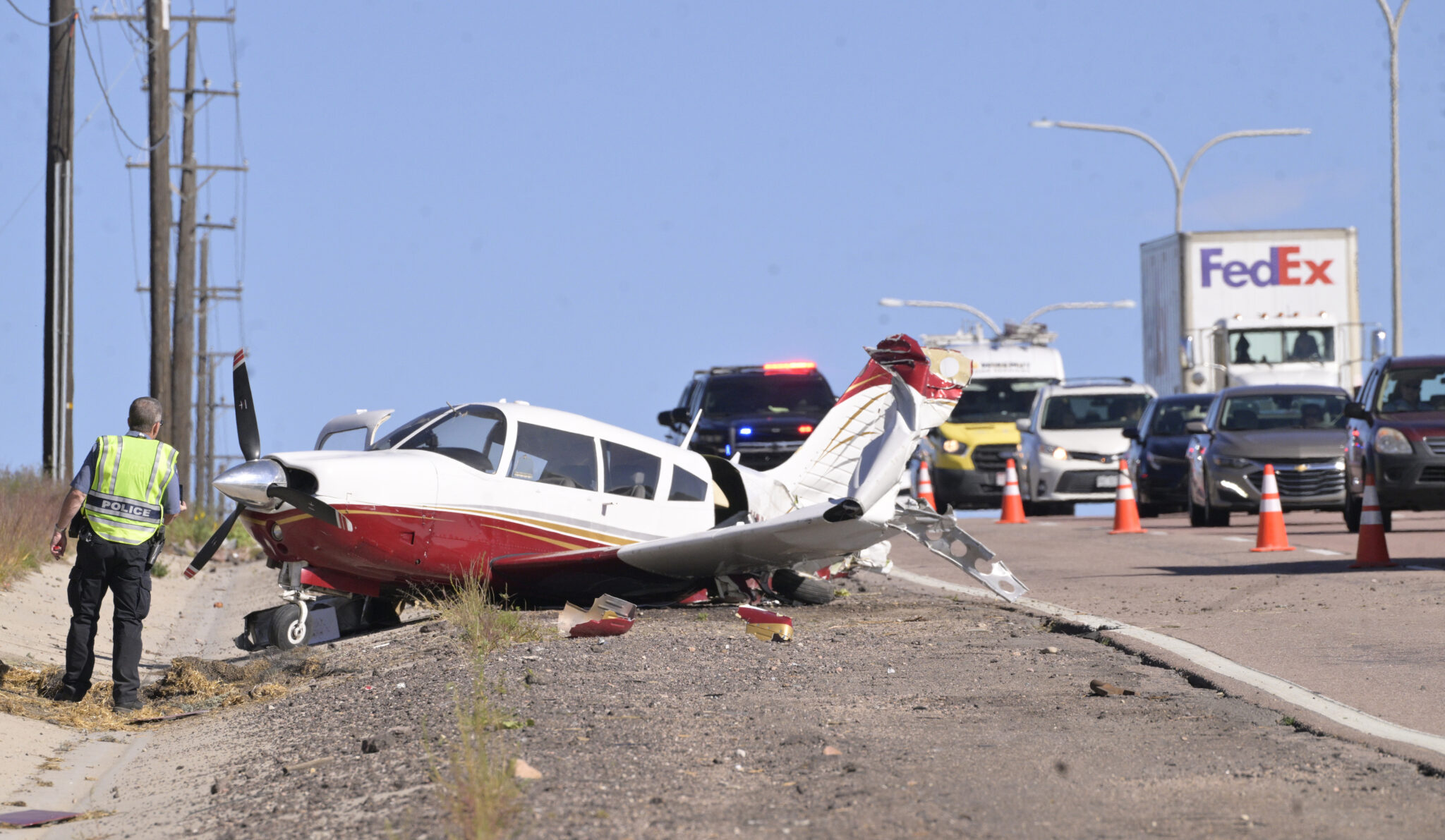 Small plane crash-lands on Colorado Springs road Wednesday