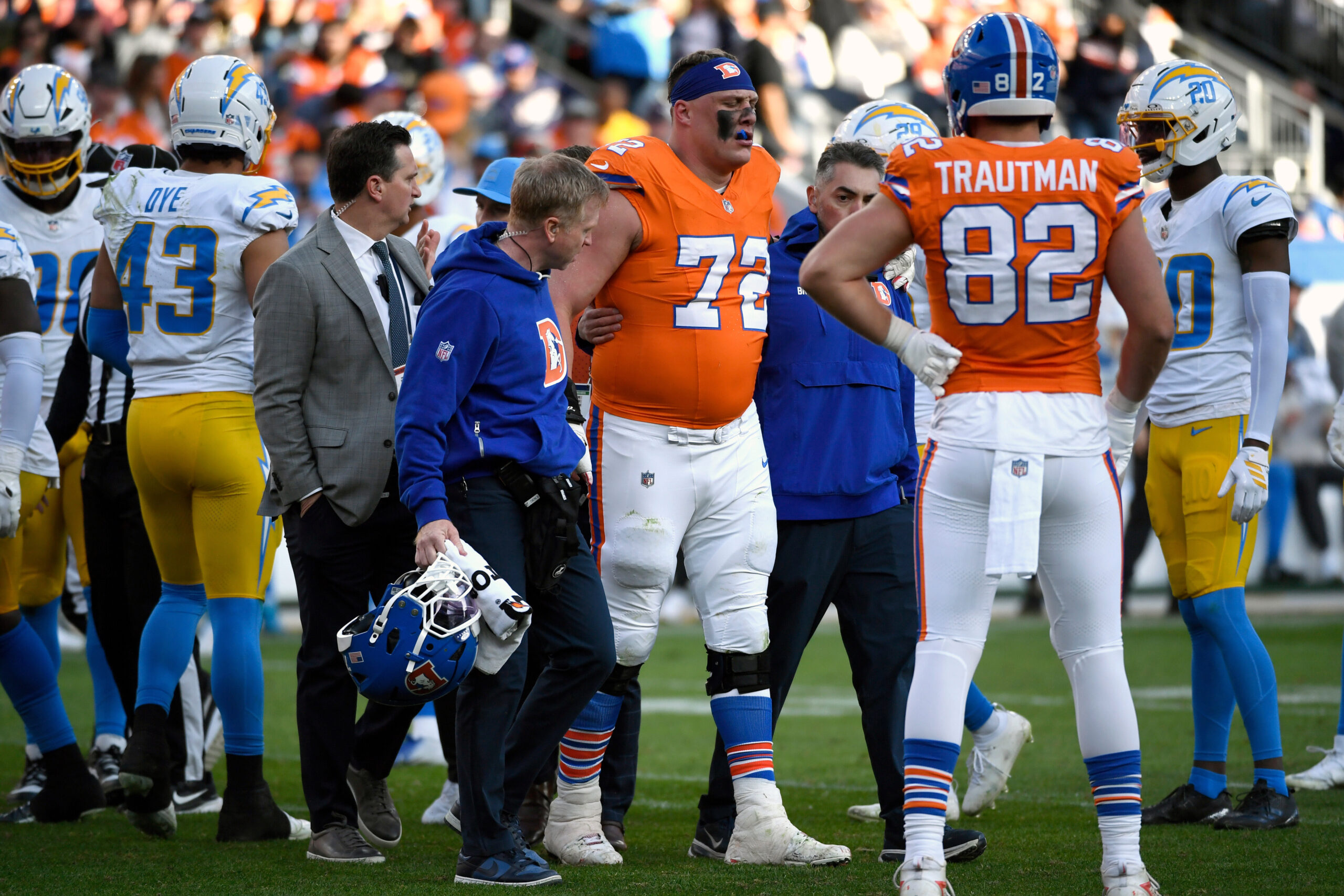 Banged up Broncos offensive line thankful No. 1 seed, bye week