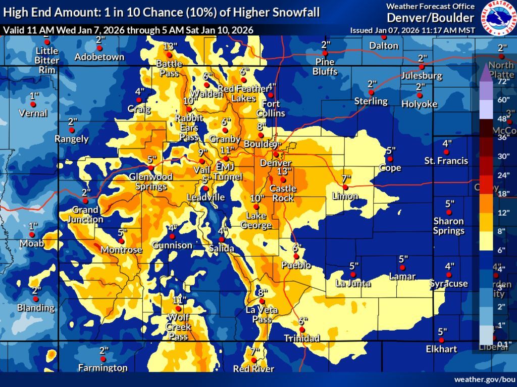 I-25 corridor could get 12-plus inches of snow this week in Colorado ...